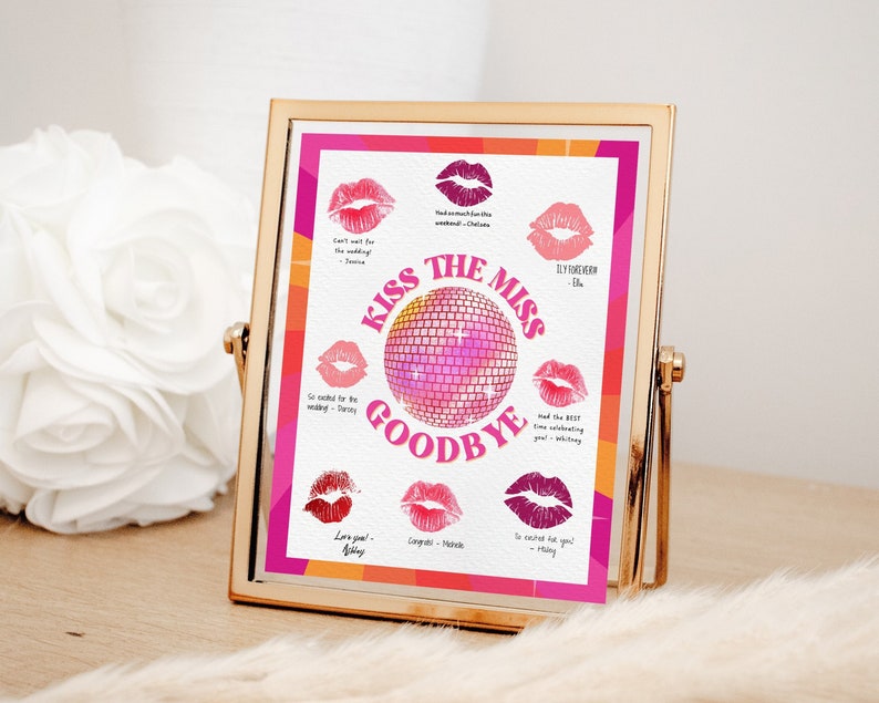 Last Disco Bachelorette Party Kiss the Miss Goodbye Printable - Etsy