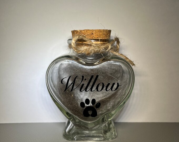Personalised Fillable Jar for Pet Hair, Ashes, Petals, Honeymoon Sand ...