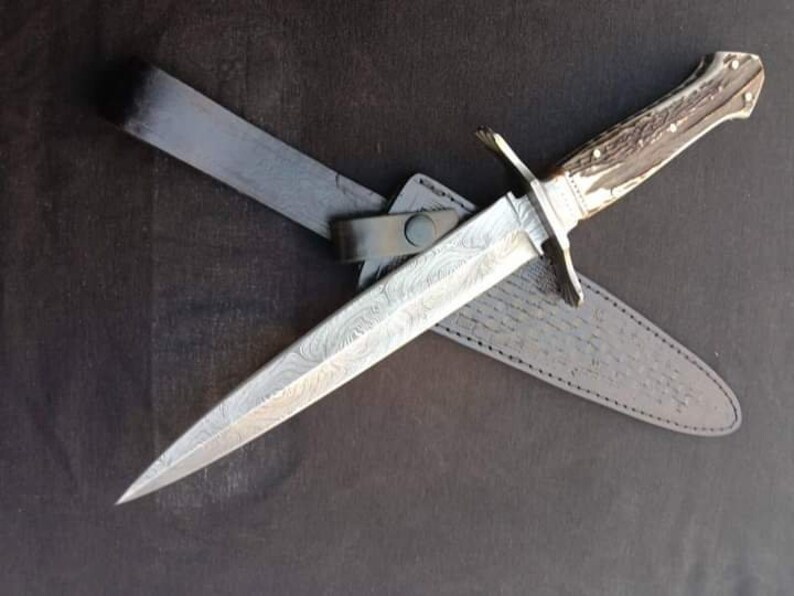 Handmade Dagger Knife Stag Handled Dagger Damscus Steel | Etsy