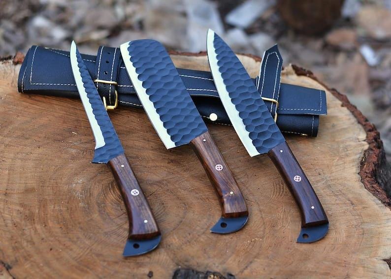 Kitchen Knife Set Gift for Women - Hand Forged D2 & Damascus Steel Chef ...