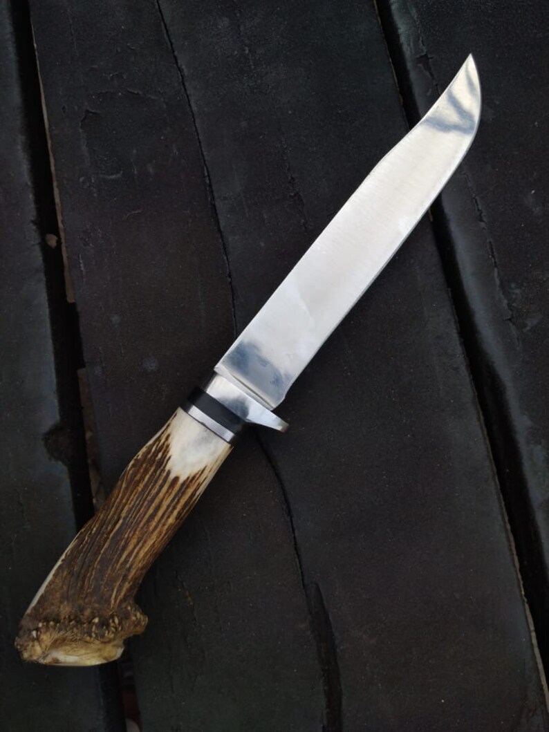 Crown Stag Knife, Handmade Bowie Hunting Knife, Made to Order, D2 Steel ...