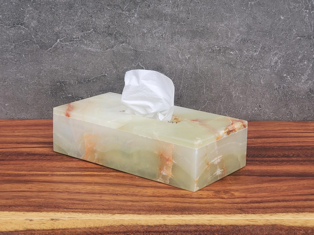 Tissue Box Cover Rectangular, Green Onyx Stone Tissue Box Holder ...
