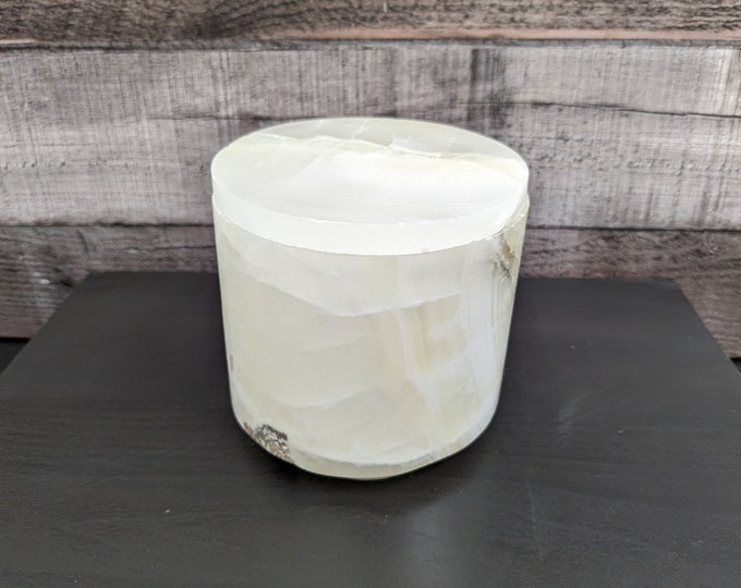 White Onyx Jar With Lid, Stone Storage Container - Etsy