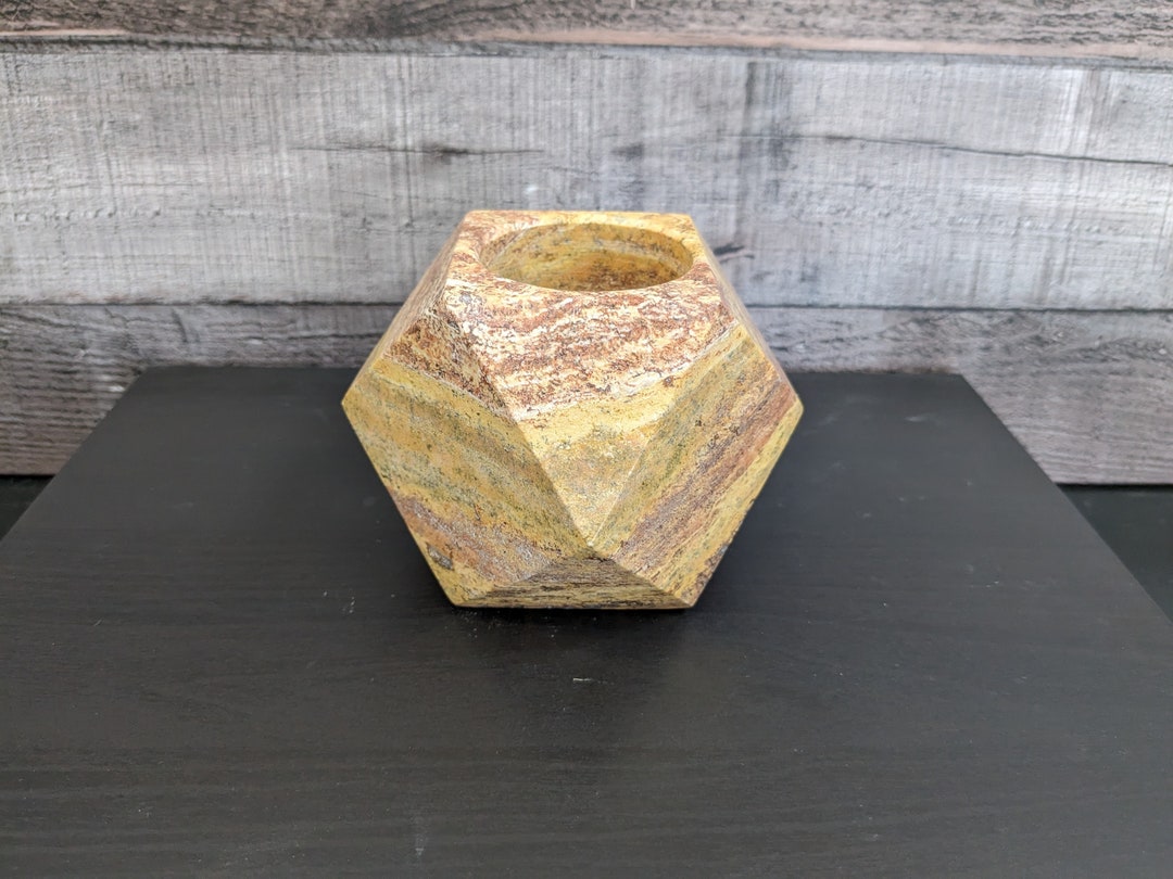 Red Orange Travertine Succulent Planter, Miniature Plant Holder, Small ...