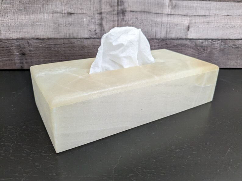 White Onyx Stone Facial Tissue Box Cover Rectangle With Thin - Etsy