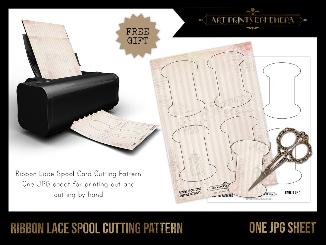 Ribbon Lace Winder Spool Card Bobbin Junk Journal Cutting Pattern ...