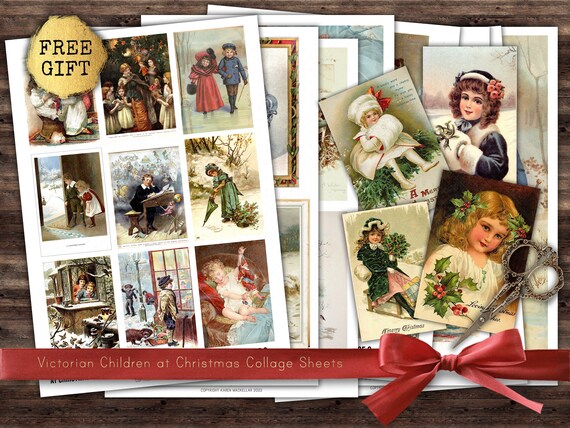 Vintage Victorian Children at Christmas Digital Download - Etsy