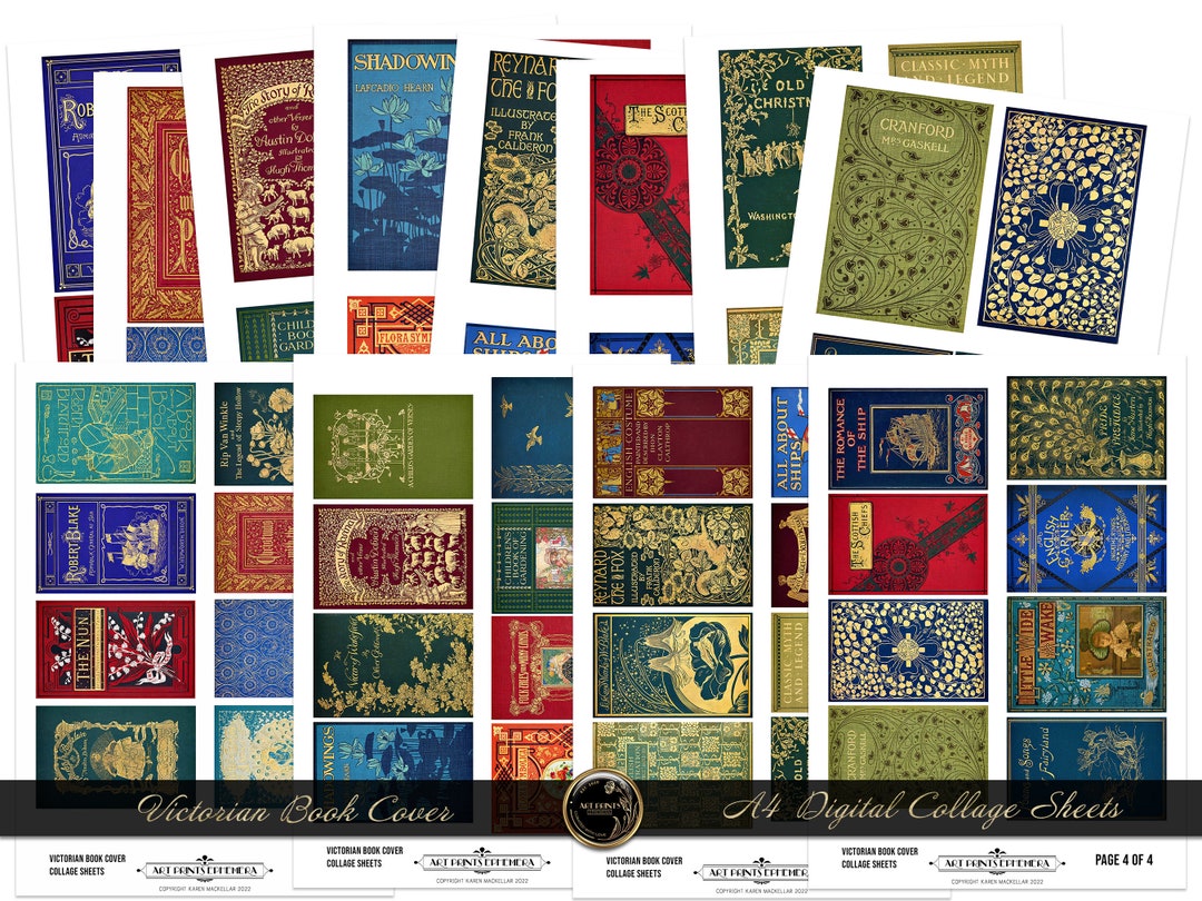Vintage Victorian Book Covers Journalling Cards Collage Sheets ...