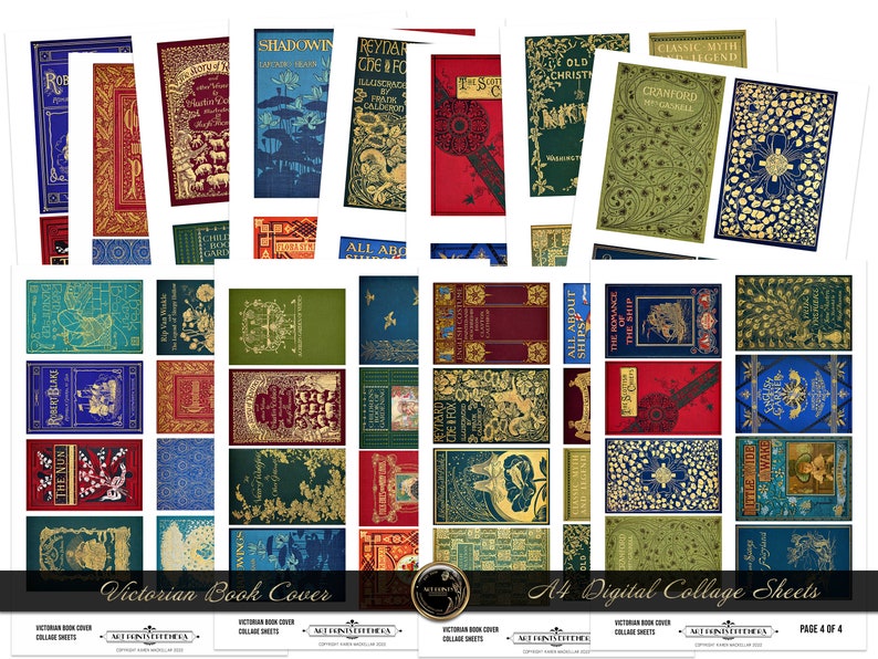 Vintage Victorian Book Covers Journalling Cards Collage Sheets ...