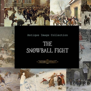 Vintage Snowball Fight Classic Painted Art Images • Digital Download ...