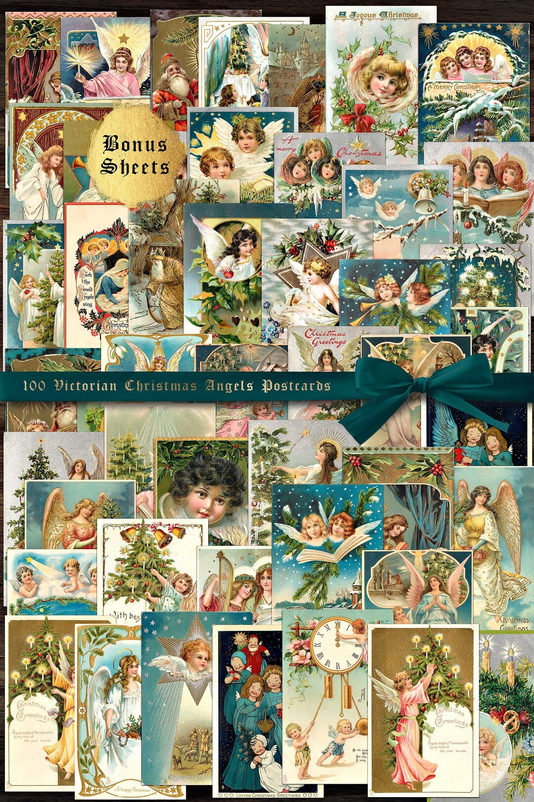 100 Victorian Christmas Angel Cards • Authentic Antique Ephemera ...