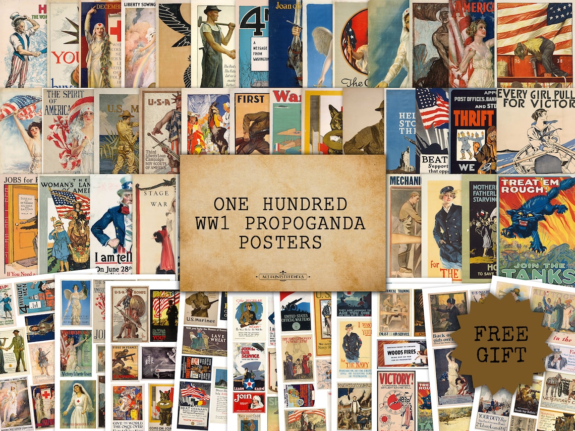 100 World War 1 WW1 USA Propoganda Leaflets & Posters Images • Instant ...