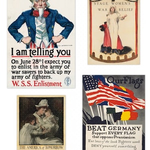 100 World War 1 WW1 USA Propoganda Leaflets & Posters Images • Instant ...