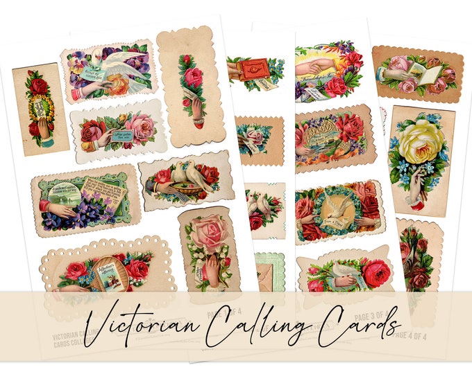 Victorian Calling Cards -120 Cards , Junk Journal Kit,digital Kit ...