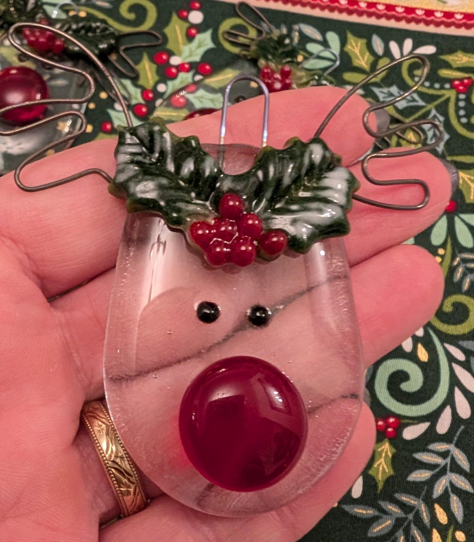 Glass Reindeer Christmas Decoration, Handmade in the UK, Glass Ornament ...