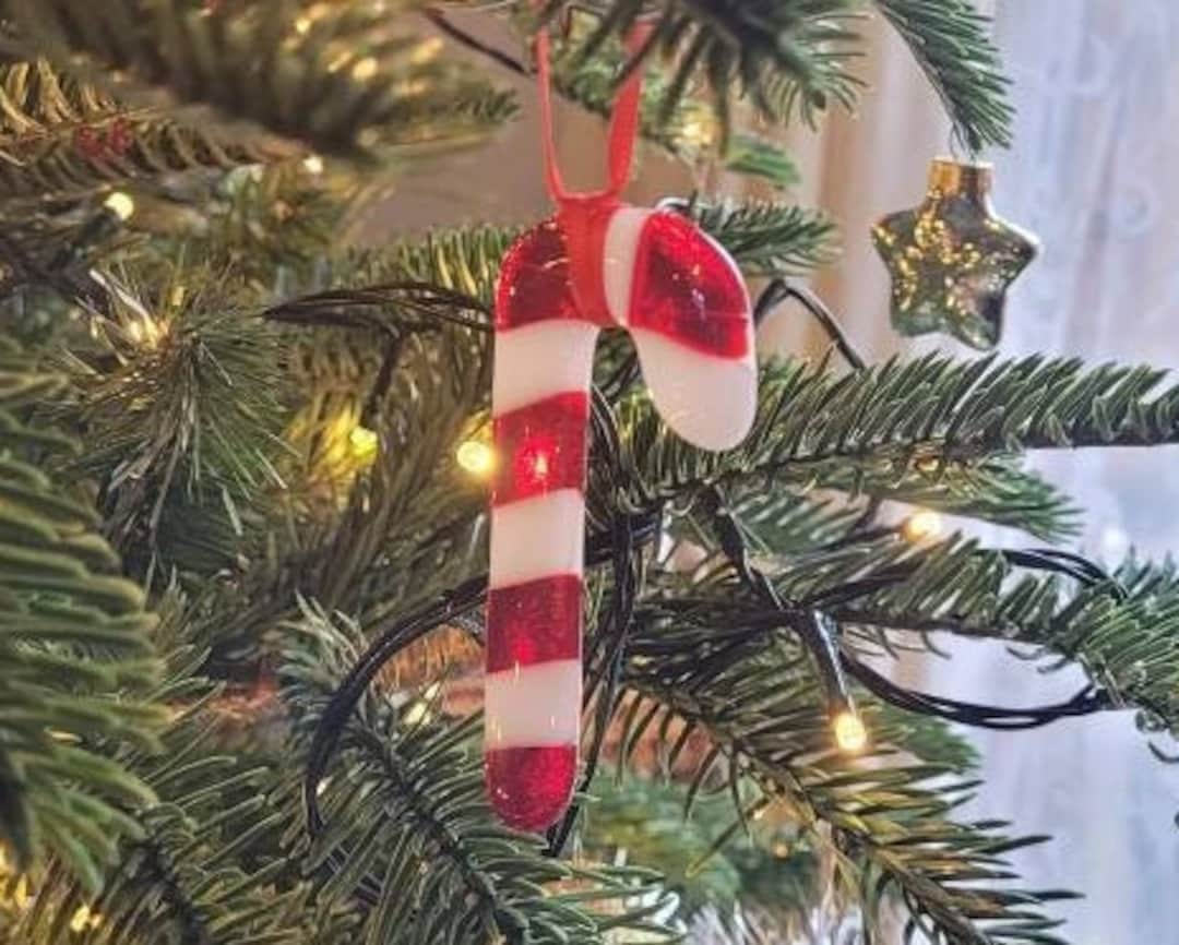 Glass Candy Cane Christmas Tree Decoration Handmade in the - Etsy