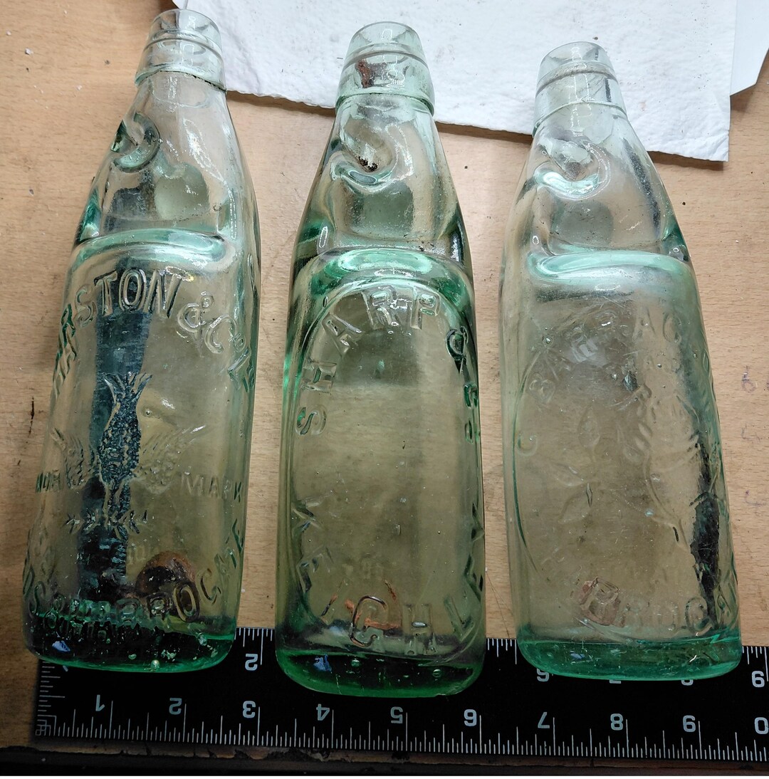 Mixed Group of Victorian Codd Lemonade Pop Soda Bottles With the Marble ...