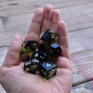 Deep Sea Warlock Dice Set - Black and Green Sharp Edge Polyhedral Dice ...