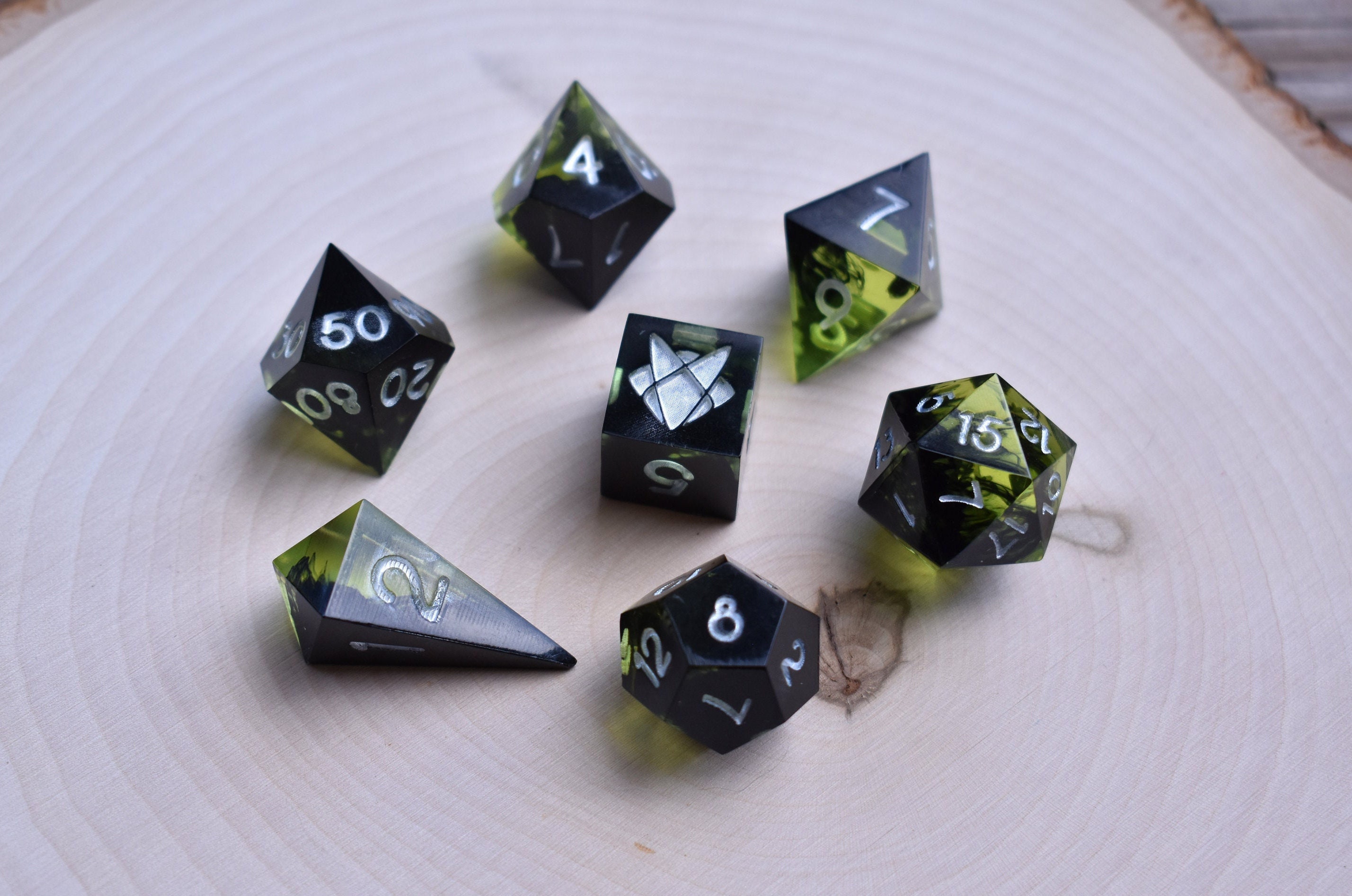 Deep Sea Warlock Full Polyhedral Sharp Edge Dice Set Black - Etsy