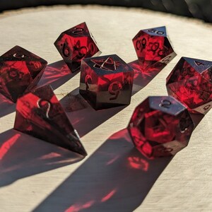 Blood Wine - Full Polyhedral Sharp Edge Dice Set - Black and Red ...