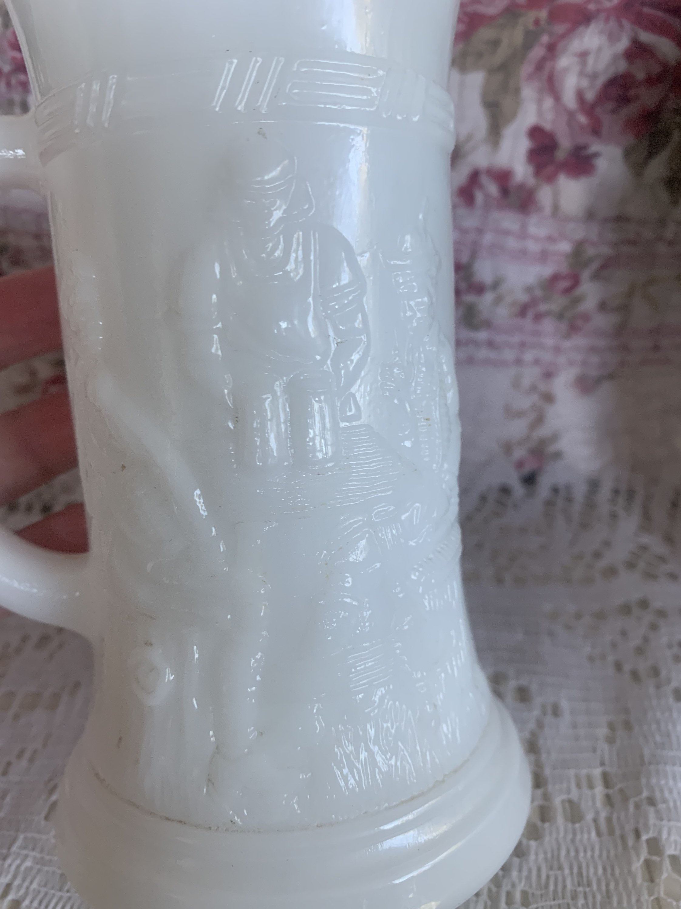 Vintage Federal Glass Milk Glass Beer Stein Etsy