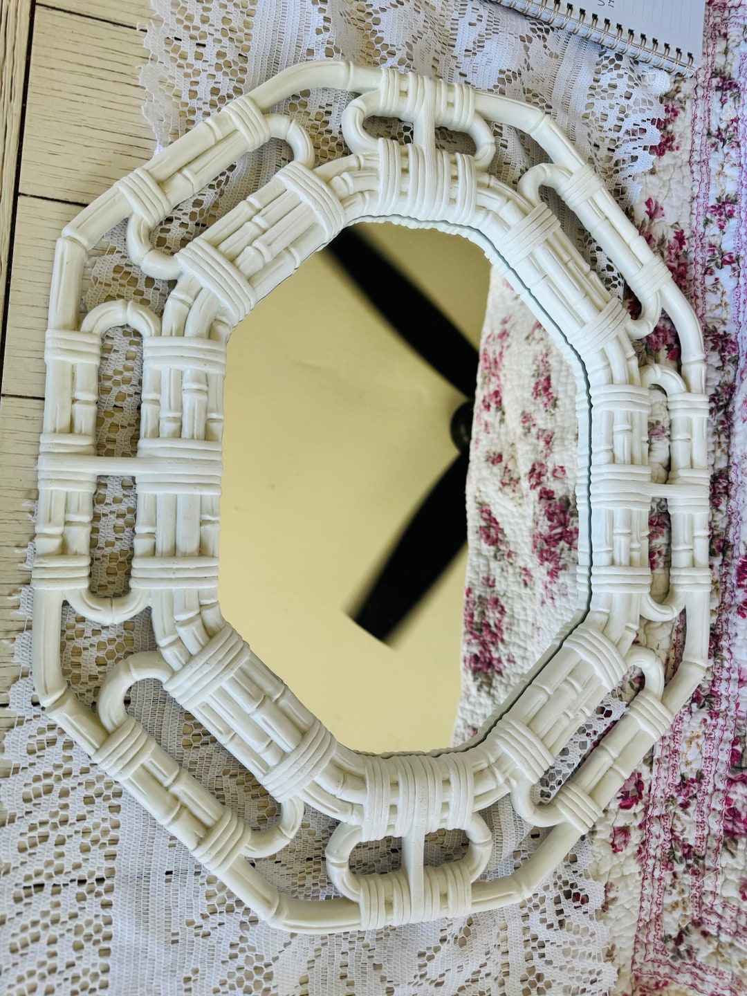 Vintage Home Interiors White Faux Bamboo Mirror 14”X20” - Etsy