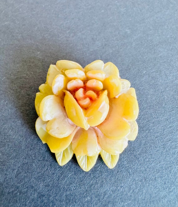 japanese celluloid flower brooch - Gem