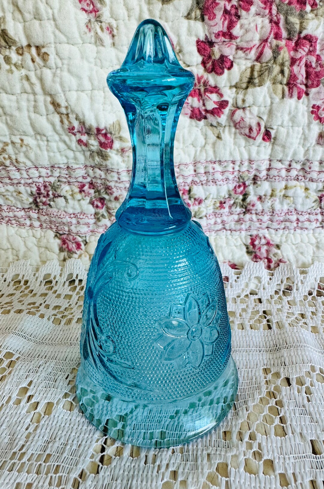 Vintage Tiara Glass Turquoise Blue Bell - Etsy