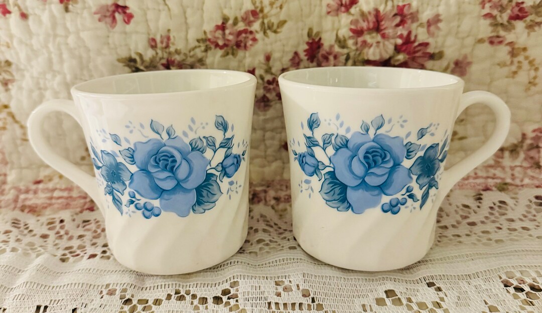 Vintage Corelle Corning blue Velvet Corelle Coffee Cups - Etsy