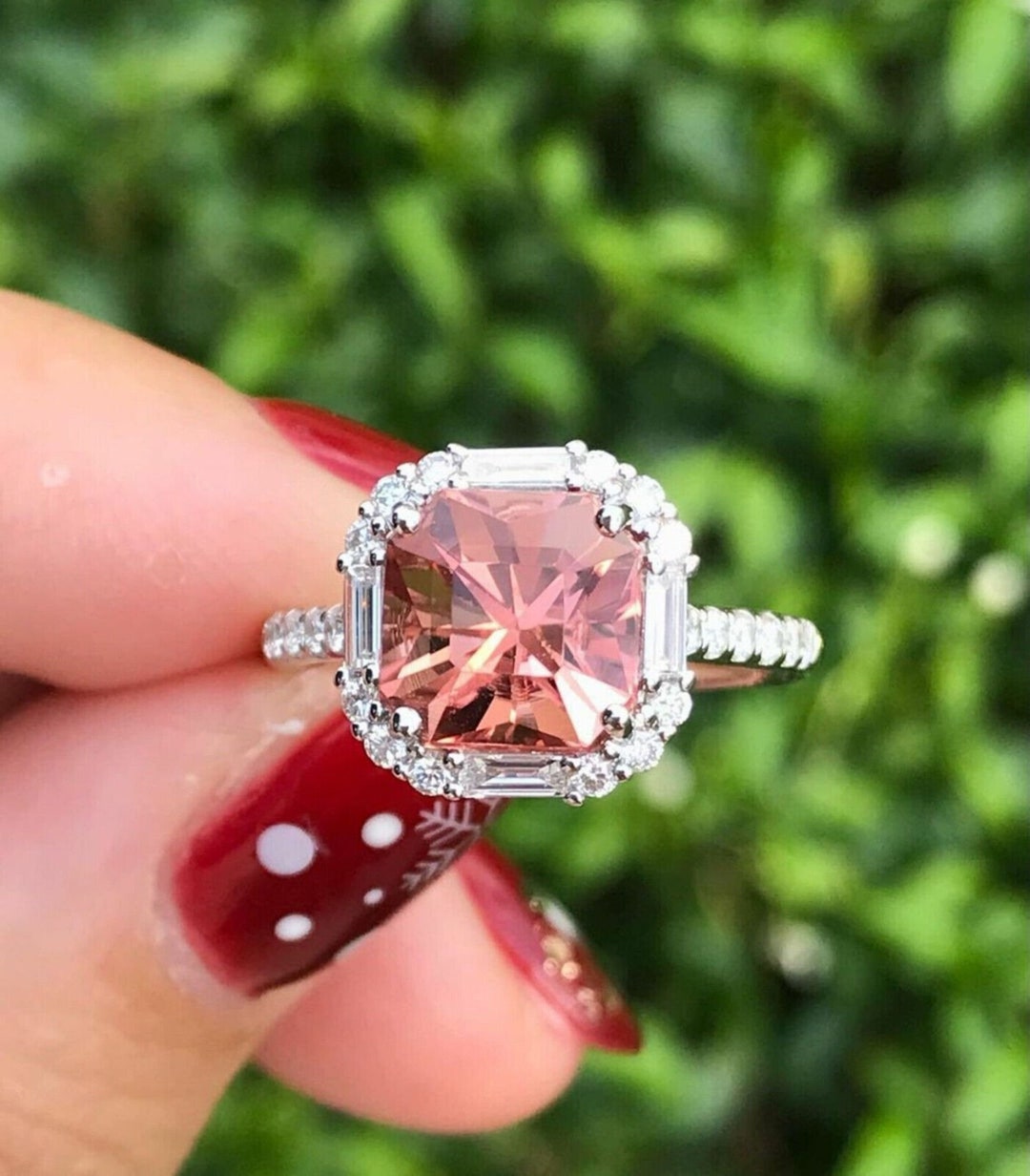 Natural Padparadscha Sapphire 6.50 Carat Ring, 925 Sterling Silver ...