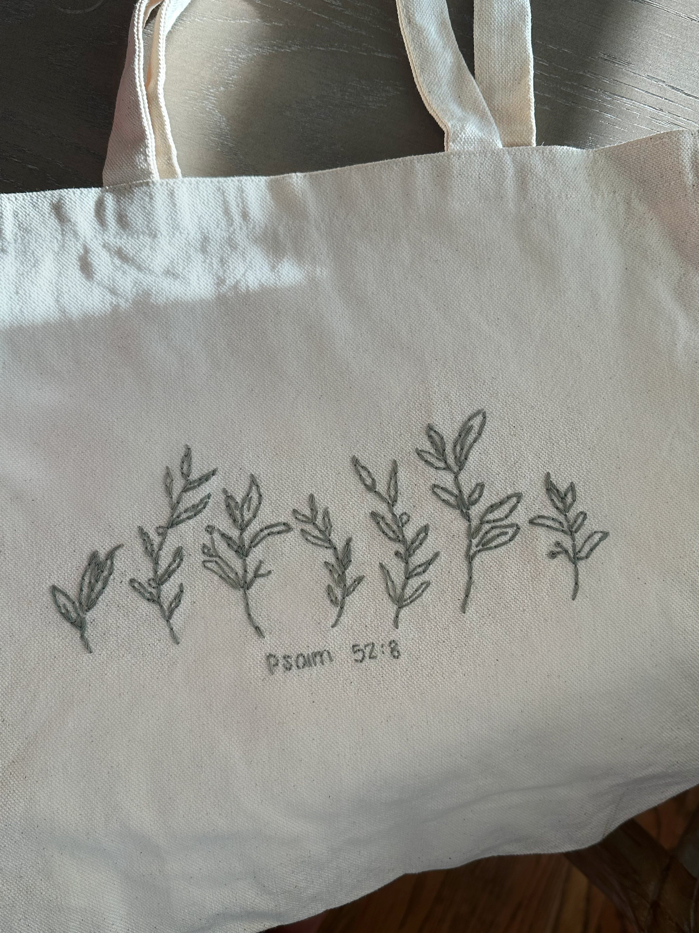 Hand Embroidered Tote Bag Bible Verse - Etsy