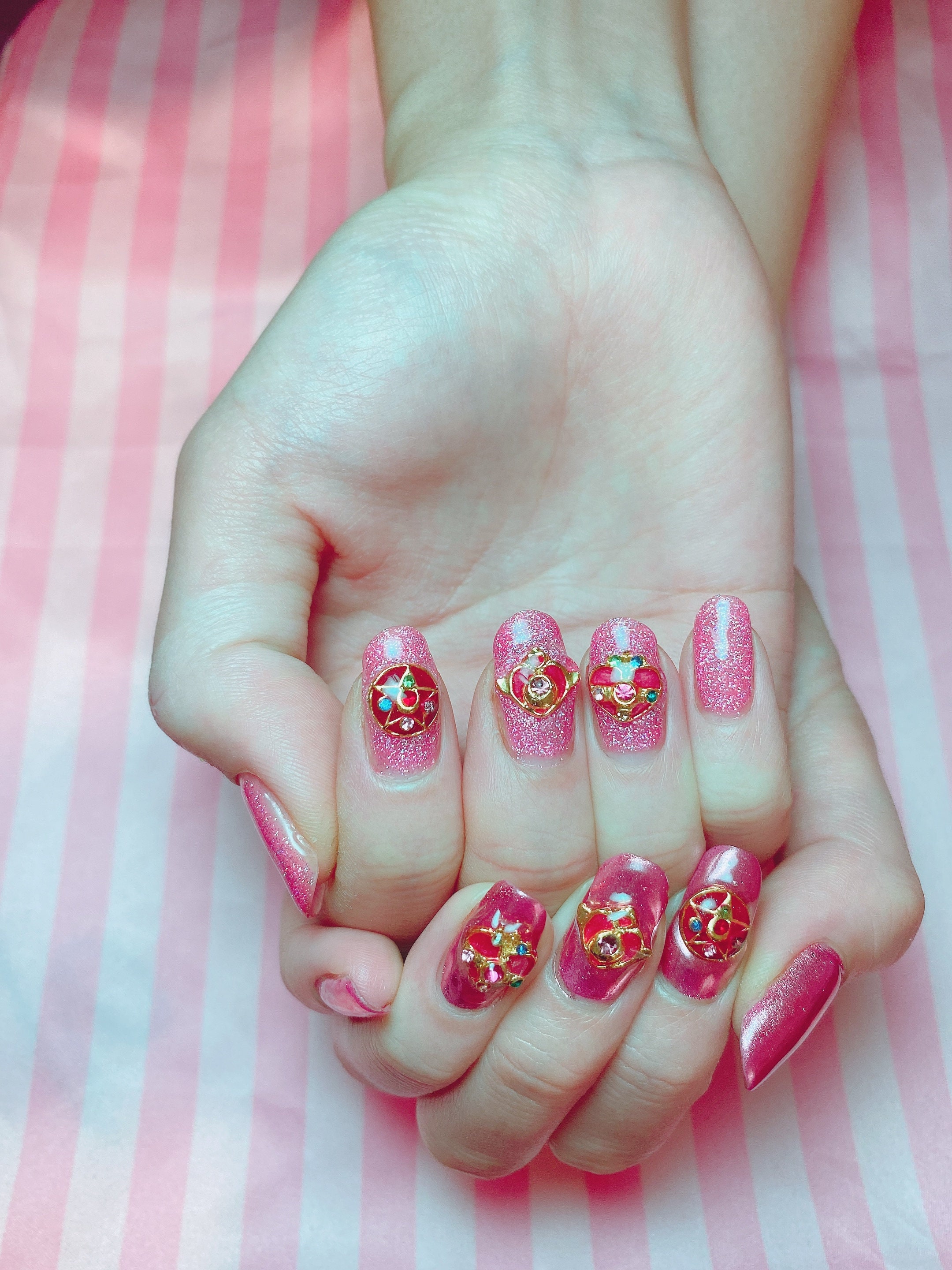 MEDIUM SIZE Usagi Anime Pink Press On Nail Nail Art Craft Supplies ...