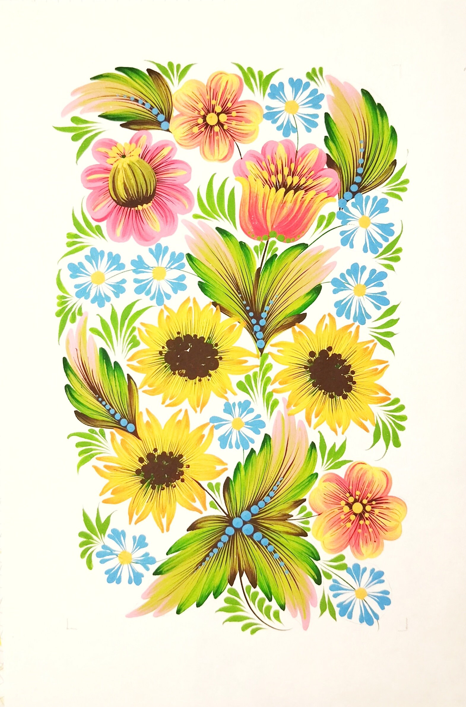 Petrykivka Painting Exercises | Floral Coloring Page (digital Download ...