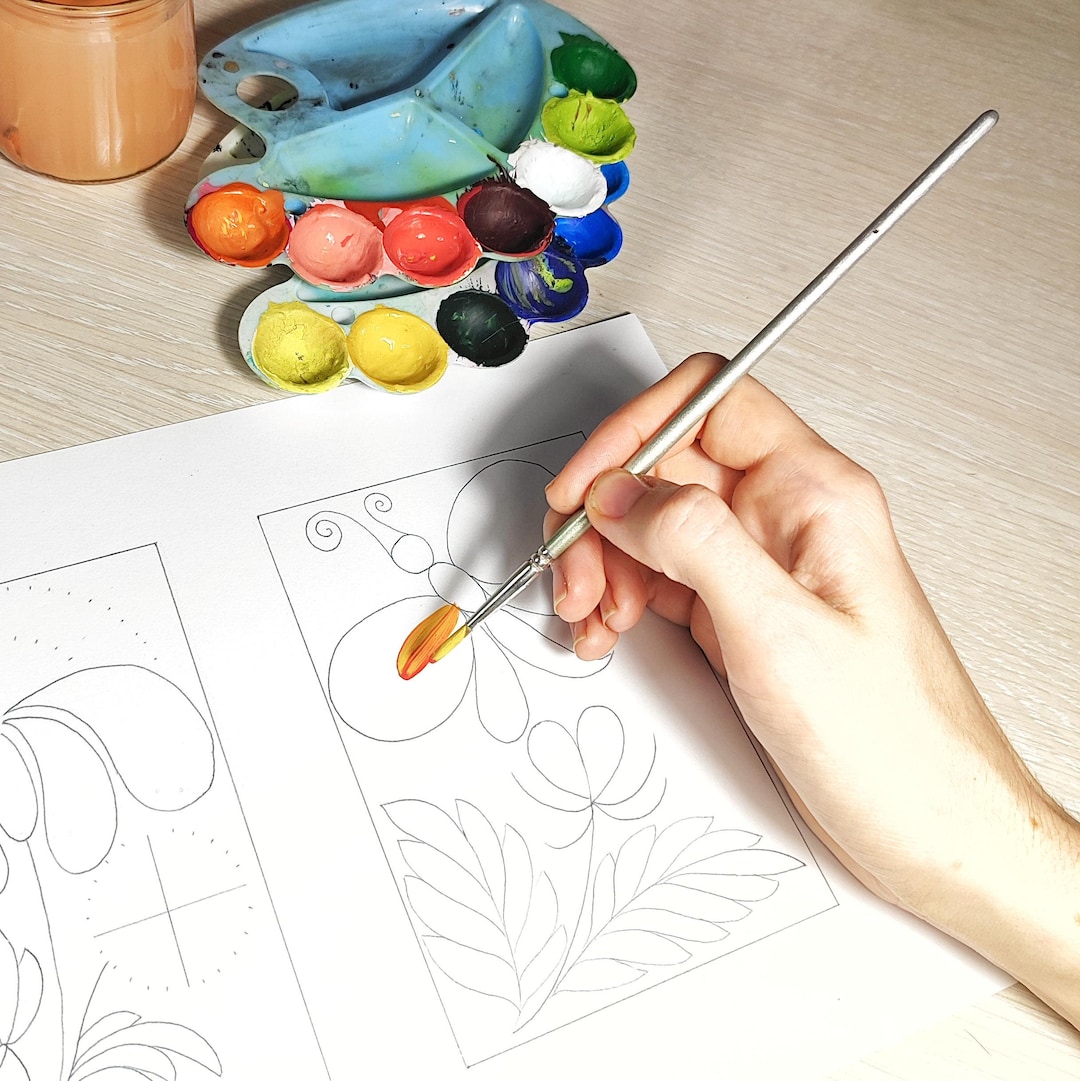 Petrykivka Painting Exercises | Coloring Page, Part Two (digital ...
