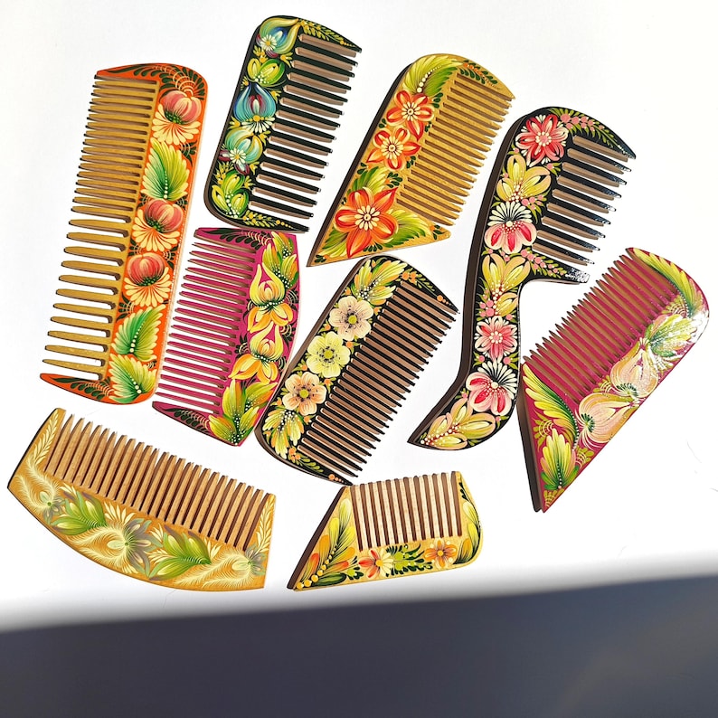 Ukrainian Folk Art, Wooden Hair Combs With Flowers, Handmade Womens ...