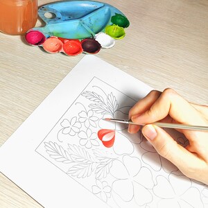 Coloring Page With Petrykivka Painting. Training Exercises for the ...