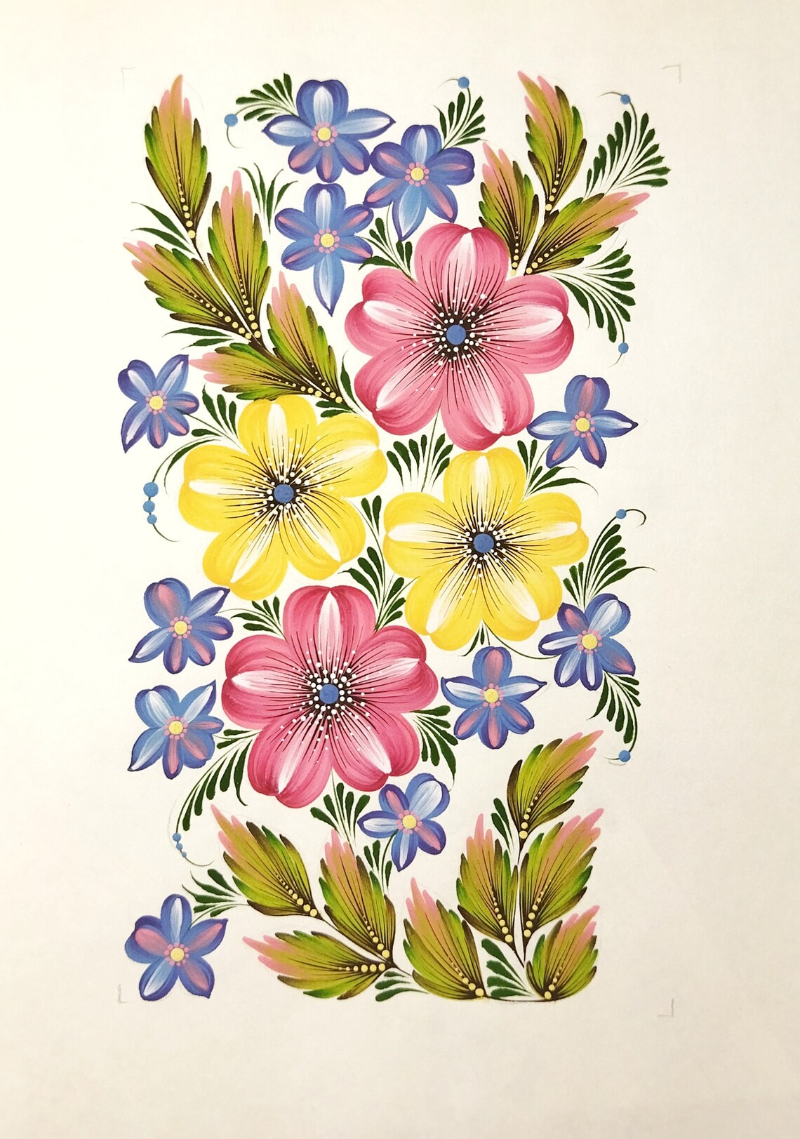 Coloring Page With Petrykivka Painting. Training Exercises for - Etsy