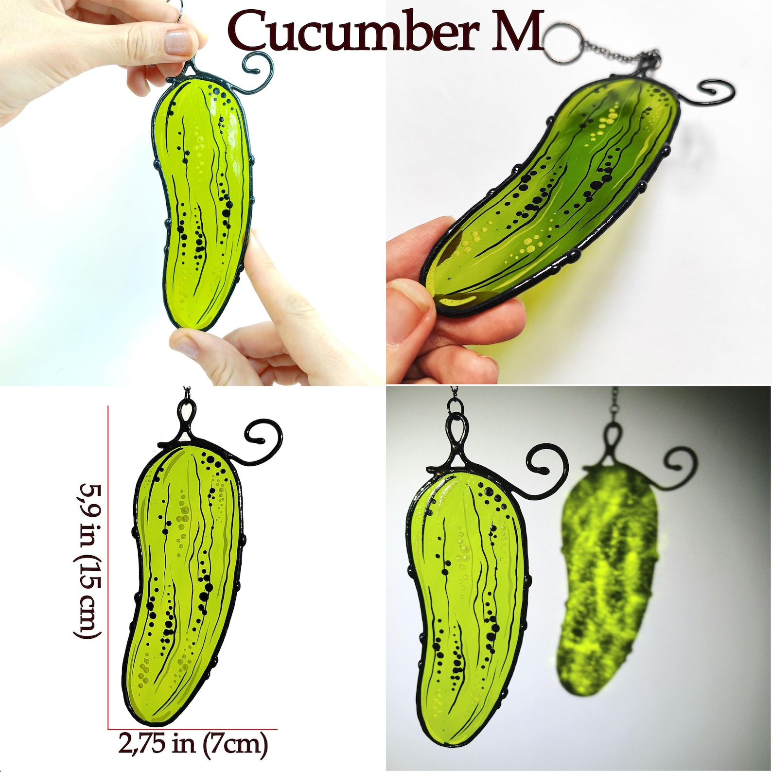 Handmade Stained Glass Pickle Suncatcher - Unique Kitchen Decor - Etsy