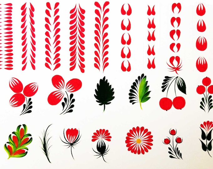 Coloring Page With Petrykivka Painting | Pre-designed Pattern ...