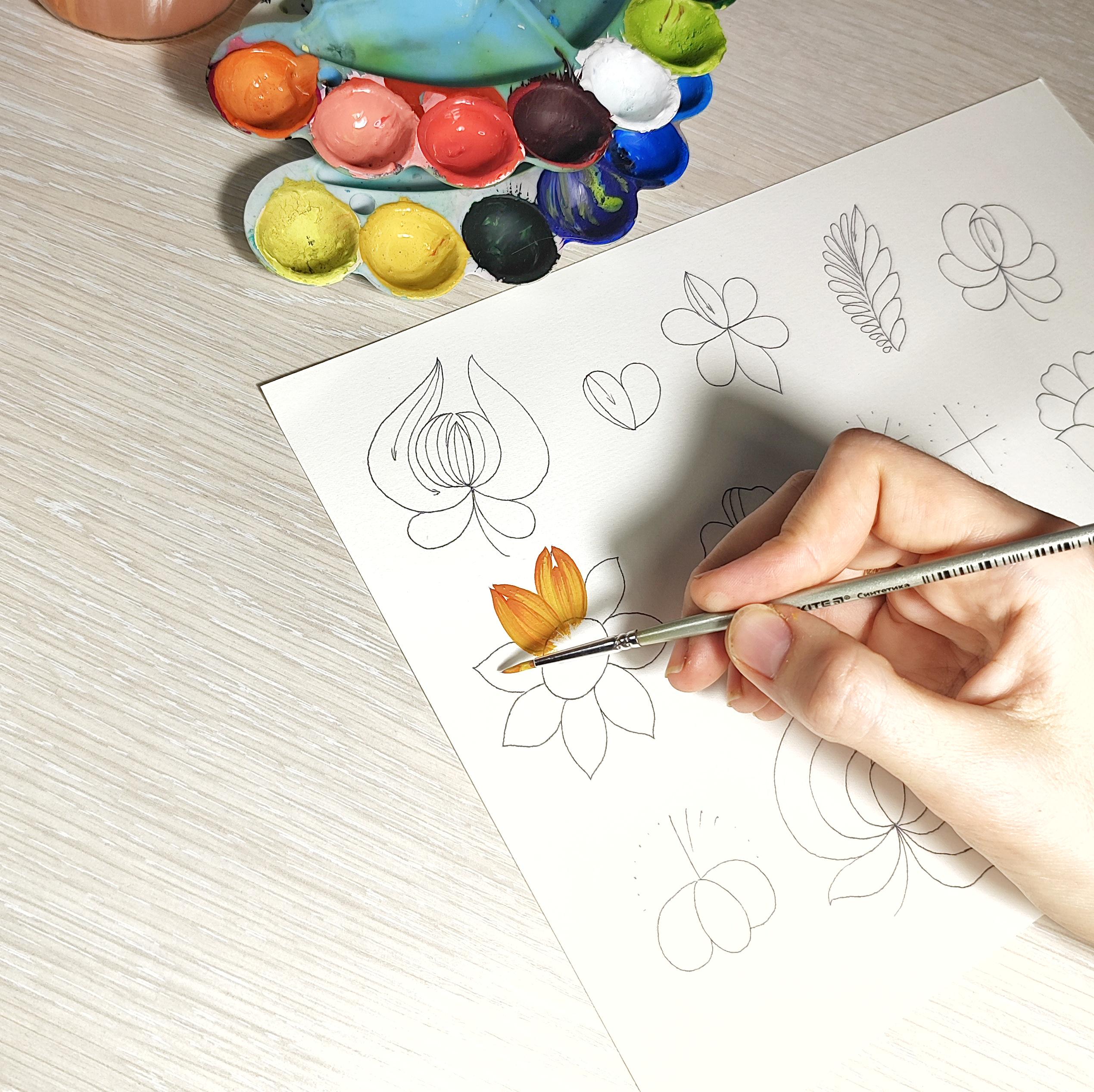 Petrykivka Painting Exercises | Floral Coloring Page (digital Download ...