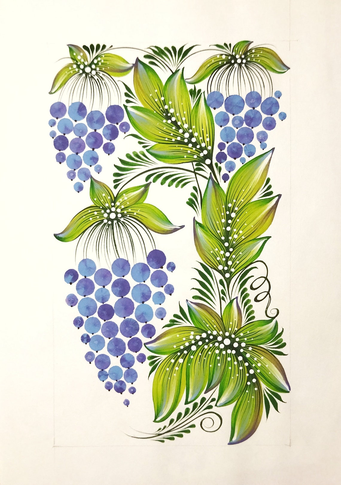 Coloring Page With Petrykivka Painting. Training Exercises for - Etsy