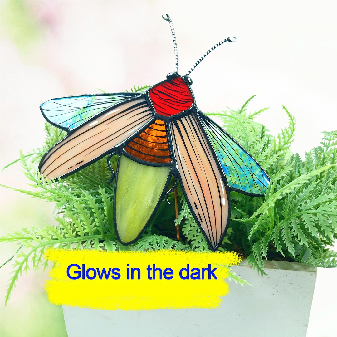 Glowing Stained Glass Firefly Suncatcher | Luminescent Window Decor - Etsy