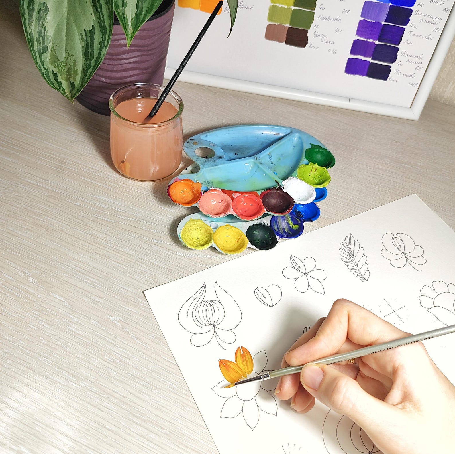 Petrykivka Painting Exercises | Floral Coloring Page (digital Download ...