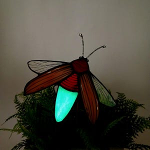 Unique Glowing Stained Glass Firefly Garden Stake, Firefly Stained ...
