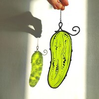 Pickle Stained Glass Suncatcher - Etsy