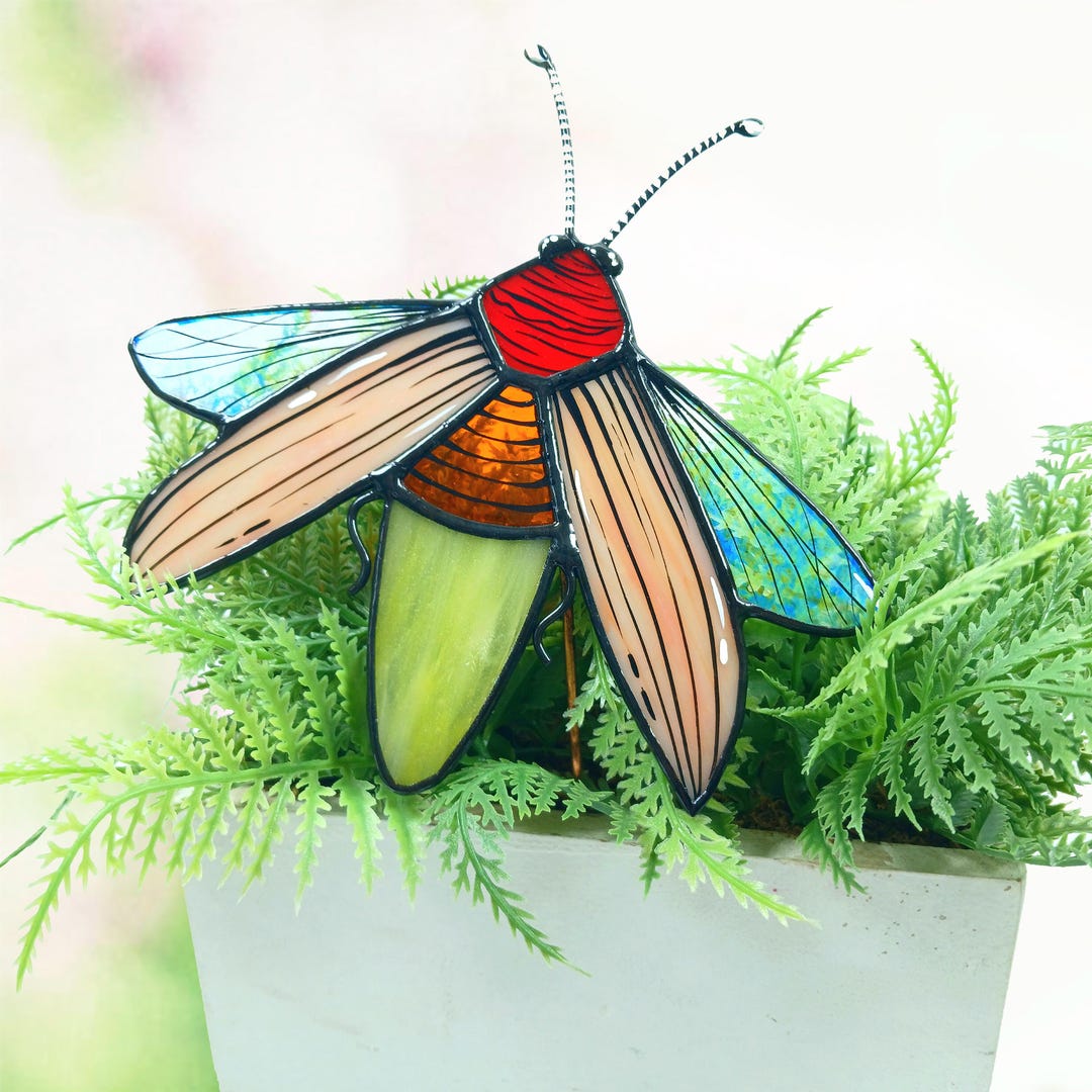 Firefly Garden Stake – Glowing Solar Night Light - Firefly Stained ...