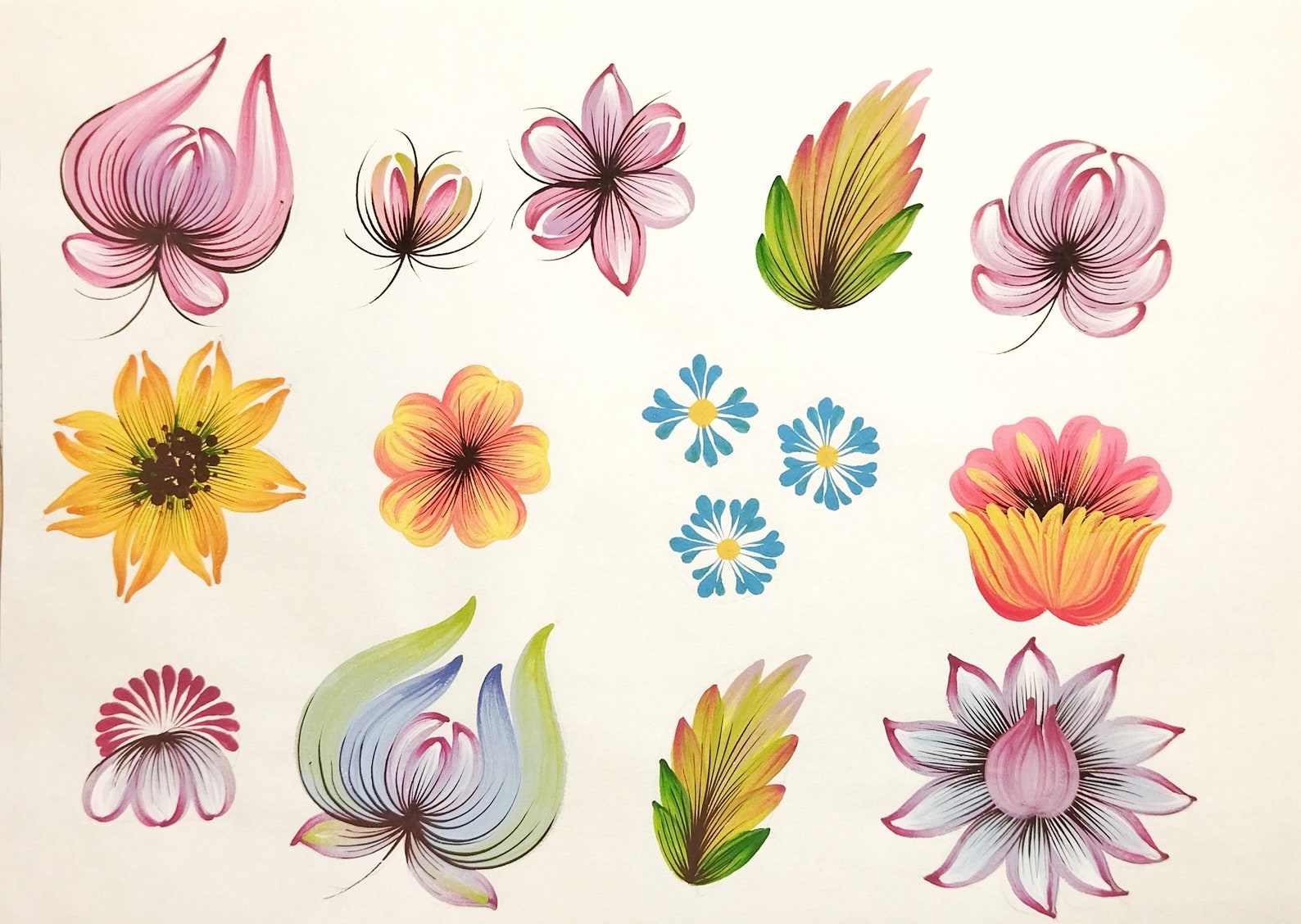 Petrykivka Painting Exercises | Floral Coloring Page (digital Download ...