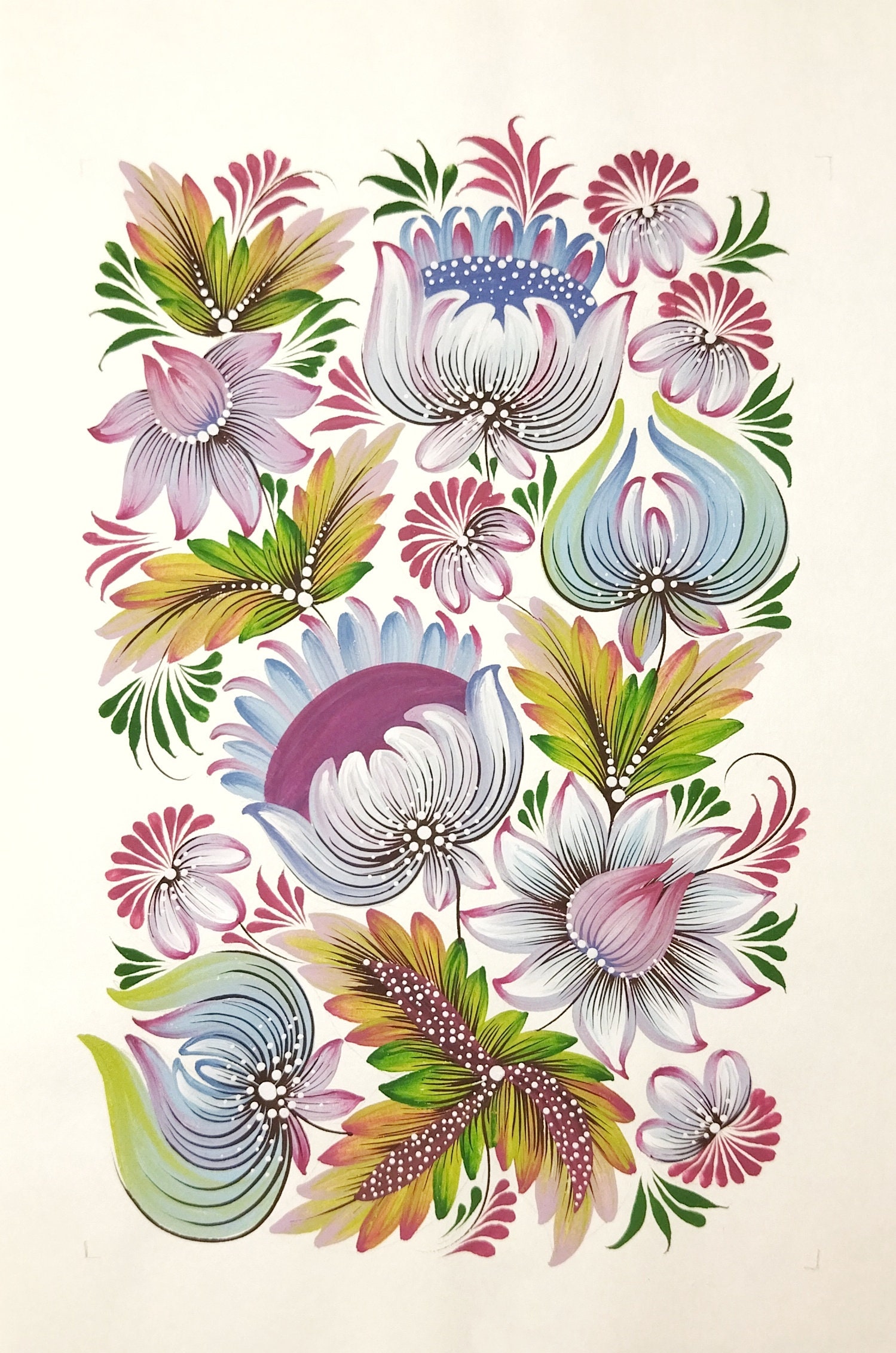 Petrykivka Painting Exercises | Floral Coloring Page (digital Download ...