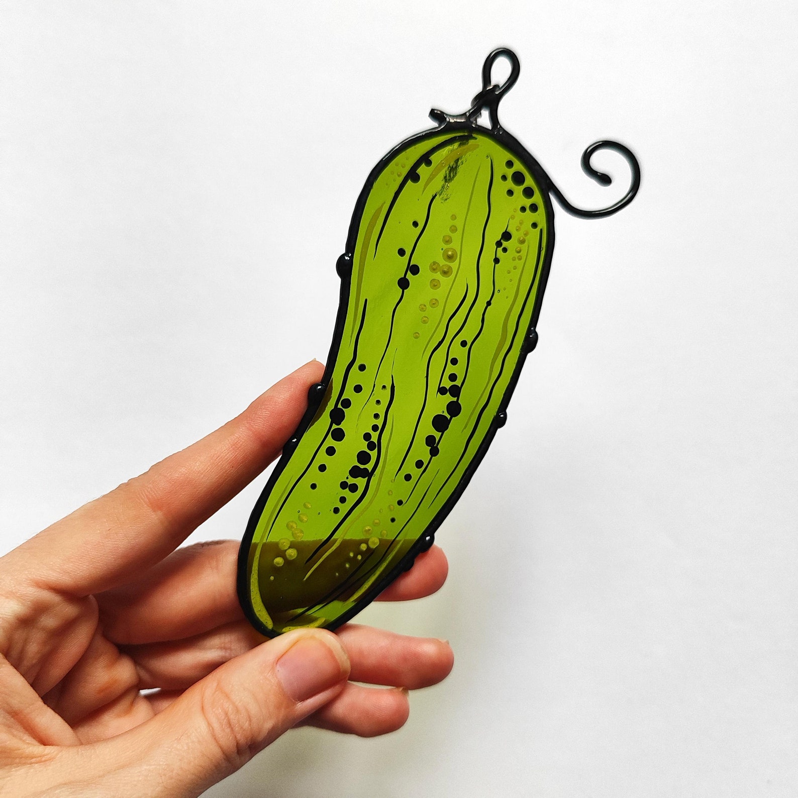 Handmade Stained Glass Pickle Suncatcher - Unique Kitchen Decor - Etsy