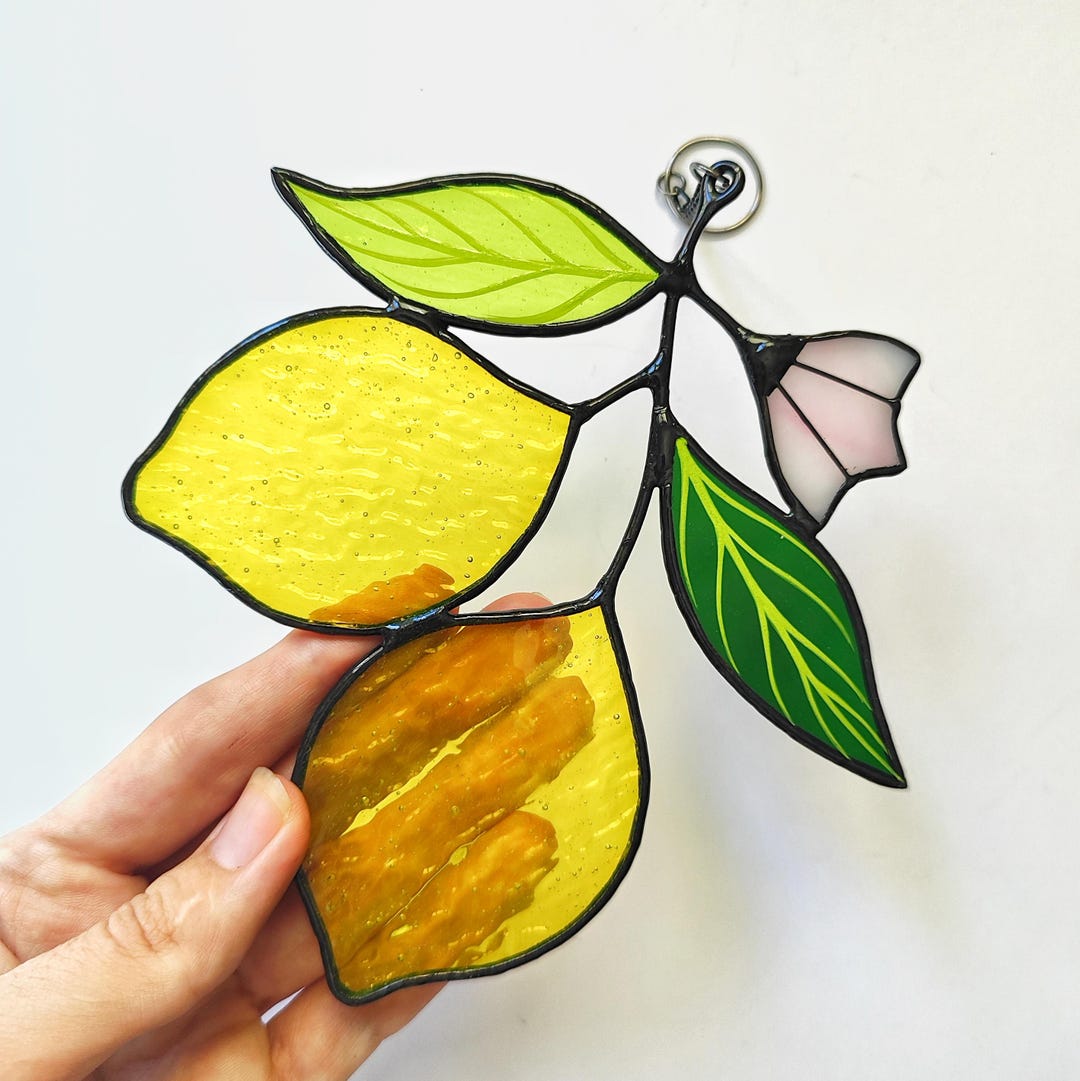 Stained Glass Lemon, Window Hanging Lemon Beautiful Bright and Juicy ...